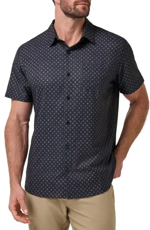 Travis Mathew Techwoven Beach Hut Short Sleeve Performance Button-up Shirt - Total Eclipse