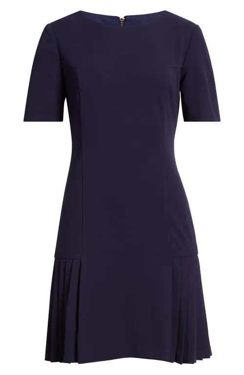 TAHARI ASL Pleated Detail Short Sleeve Dress