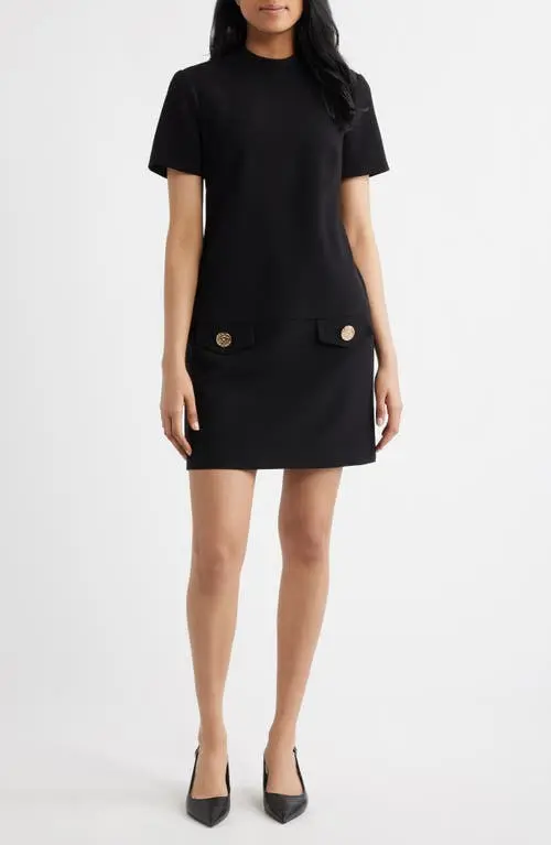 Eliza J Stretch Mock Neck Dress - Black