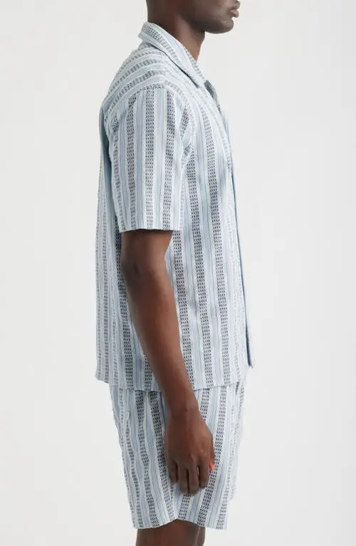 WAX LONDON Didcot Stripe Cotton Dobby Camp Shirt