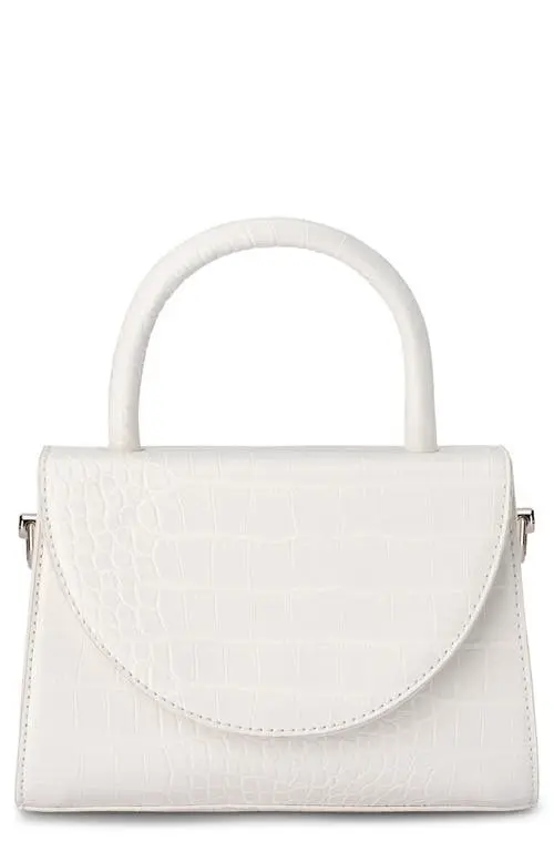 OLGA BERG Nadia Croc Embossed Faux Leather Top Handle Bag - White