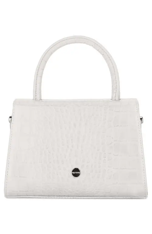 OLGA BERG Nadia Croc Embossed Faux Leather Top Handle Bag - White