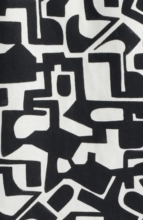 WAX LONDON Didicot Squiggle Geo Cotton Camp Shirt