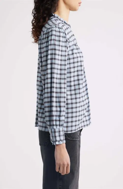 Rails Alanna Ruffle Check Organic Cotton Snap-up Shirt