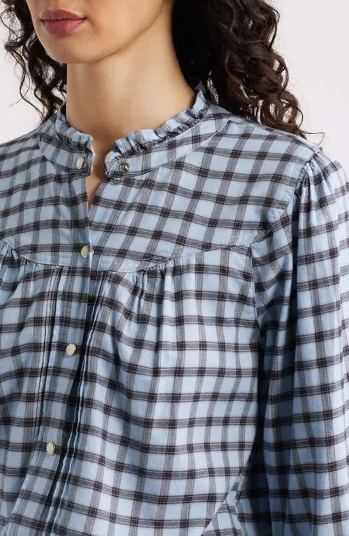 Rails Alanna Ruffle Check Organic Cotton Snap-up Shirt