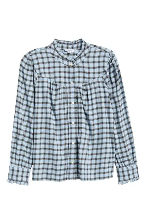 Rails Alanna Ruffle Check Organic Cotton Snap-up Shirt