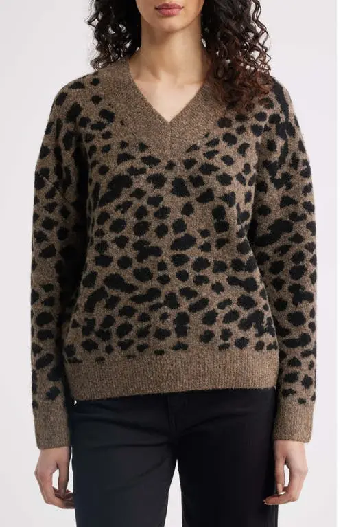 Rails Rae V-neck Sweater - Hazelnut Spotted