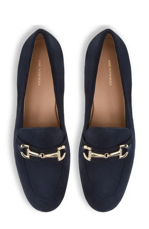 Bruno Magli Lumera Suede Bit Loafers - Navy Suede