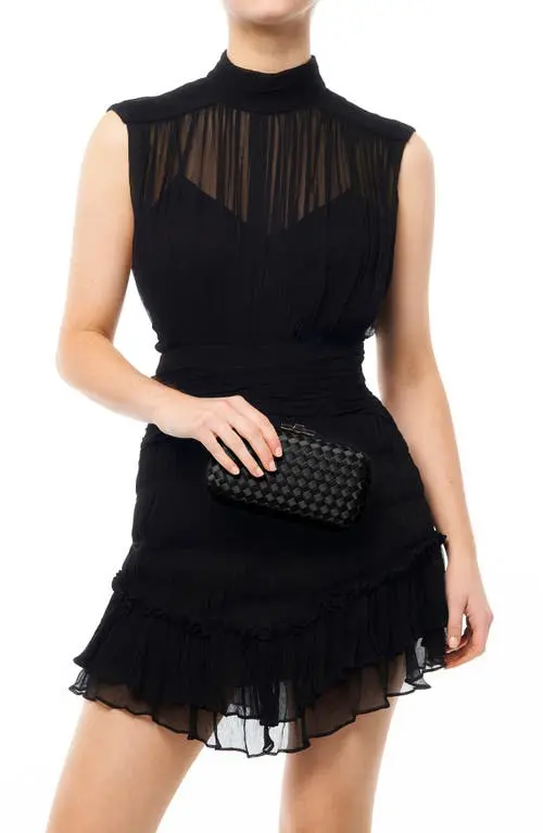 OLGA BERG Evelyn Woven Clutch With Removable Chain Strap