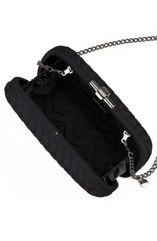 OLGA BERG Evelyn Woven Clutch With Removable Chain Strap