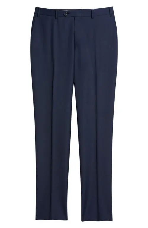 Canali Siena Regular Fit Flat Front Solid Wool Suit Pants