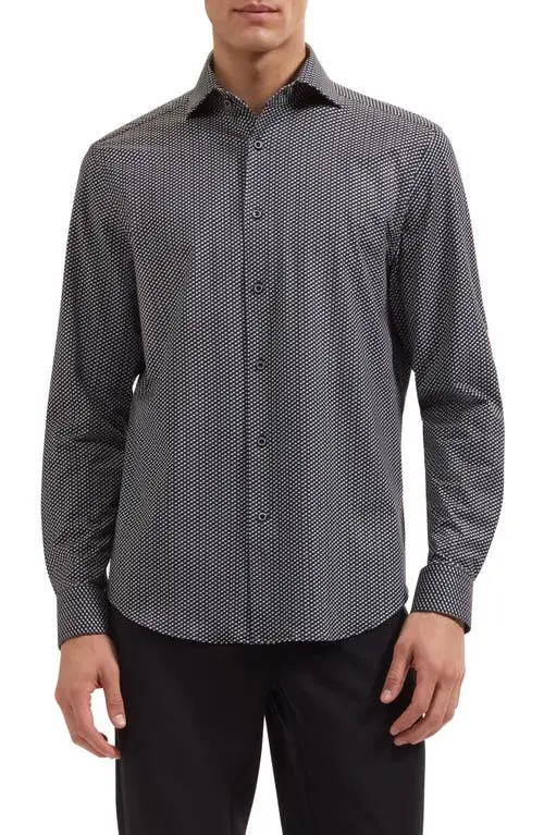 Bugatchi Devon Ooohcotton® Microprint Button-up Shirt - Black