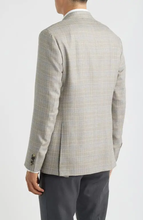 Canali Kei Trim Fit Plaid Wool & Silk Blend Sport Coat