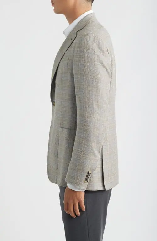 Canali Kei Trim Fit Plaid Wool & Silk Blend Sport Coat