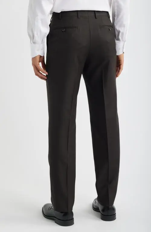 Canali Siena Regular Fit Flat Front Solid Wool Suit Pants