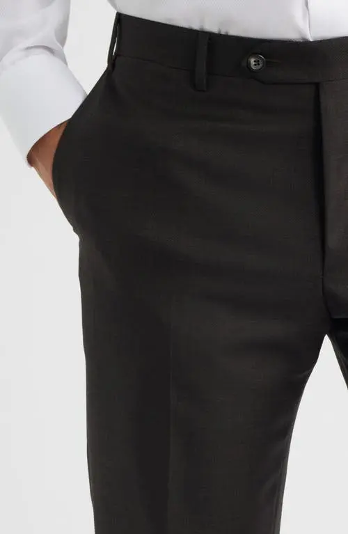 Canali Siena Regular Fit Flat Front Solid Wool Suit Pants