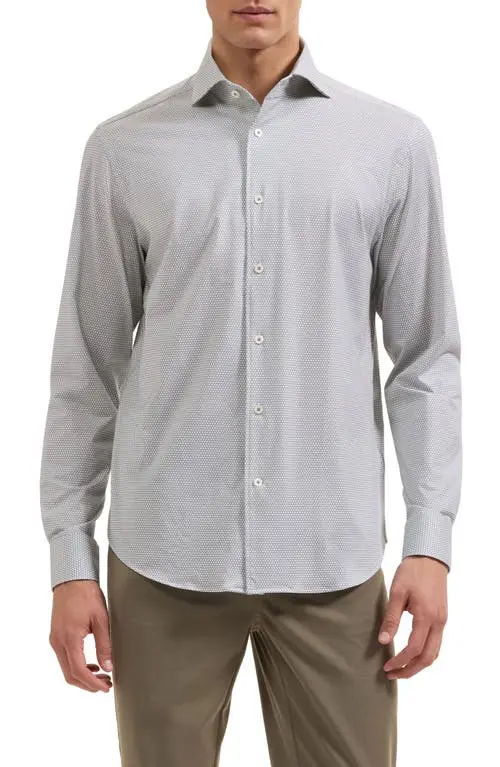 Bugatchi Devon Ooohcotton® Geo Print Button-up Shirt - Olive
