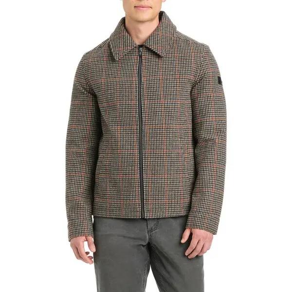Vince Camuto Plaid Flannel Zip Jacket - Sienna Houndstooth