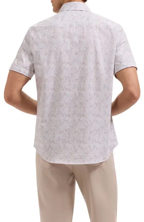 Bugatchi Miles Ooohcotton® Leaf Print Short Sleeve Button-up Shirt - Sienna