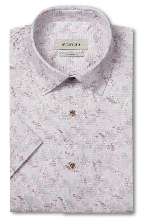 Bugatchi Miles Ooohcotton® Leaf Print Short Sleeve Button-up Shirt - Sienna