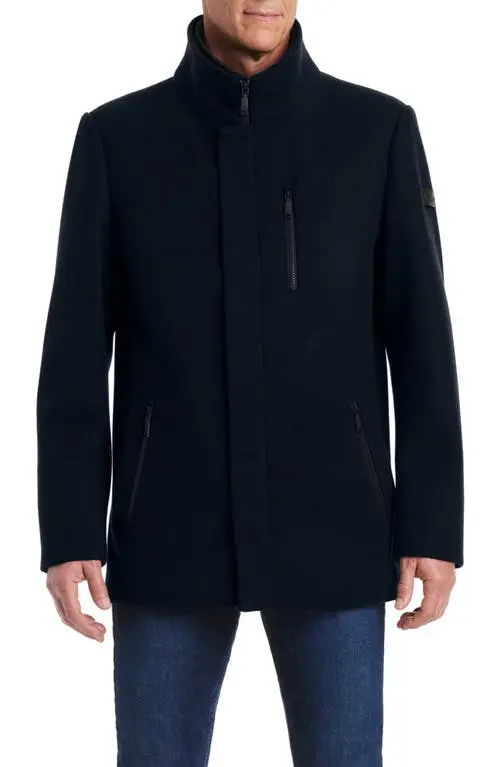 Vince Camuto Car Coat With Bib - Navy