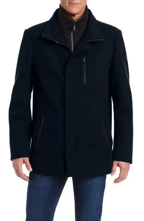 Vince Camuto Car Coat With Bib - Navy