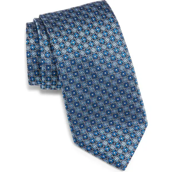 Canali Micro Medallion Silk Tie - Blue