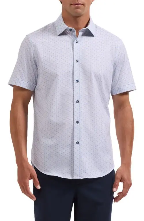 Bugatchi Miles Ooohcotton® Dandelion Print Short Sleeve Button-up Shirt - Orchid
