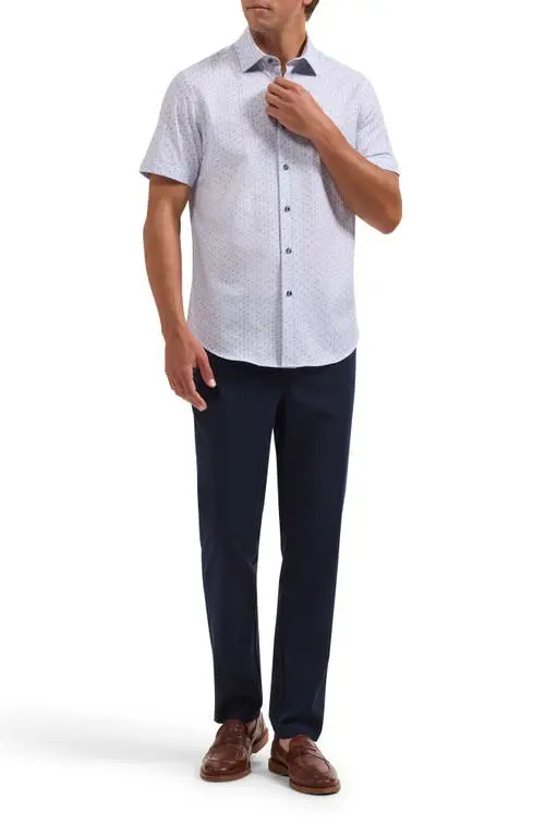 Bugatchi Miles Ooohcotton® Dandelion Print Short Sleeve Button-up Shirt