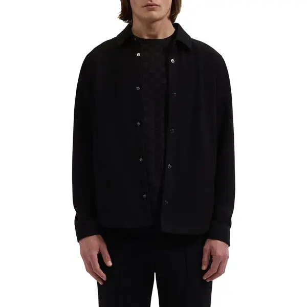 Bugatchi Soft Touch Knit Shirt Jacket - Black