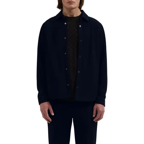 Bugatchi Soft Touch Knit Shirt Jacket - Navy