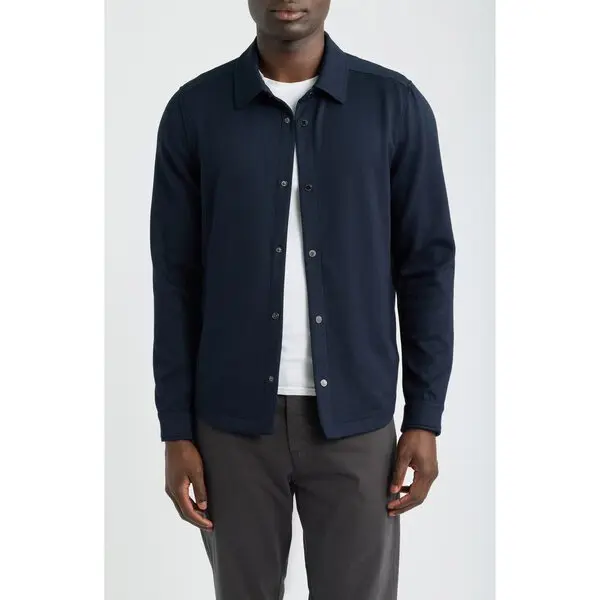 Bugatchi Soft Touch Knit Shirt Jacket - Navy