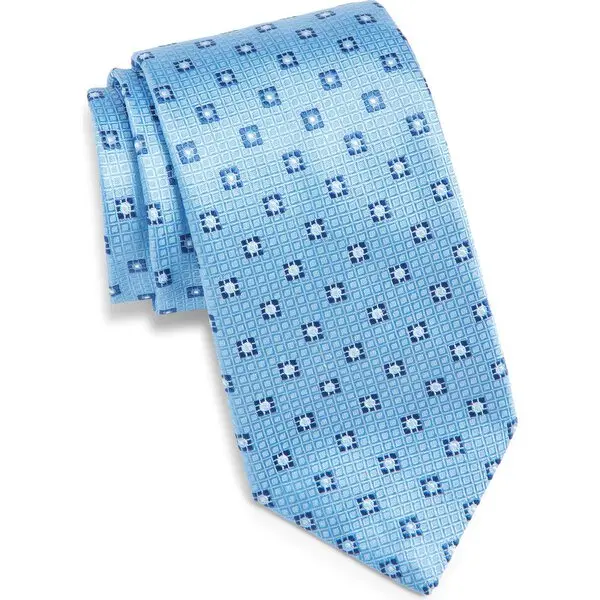 Canali Medallion Silk Tie - Light Blue