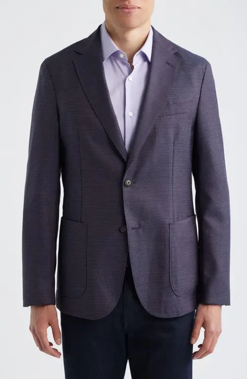 BOSS Hanry Slim Fit Textured Virgin Wool Sport Coat - Purple/blue