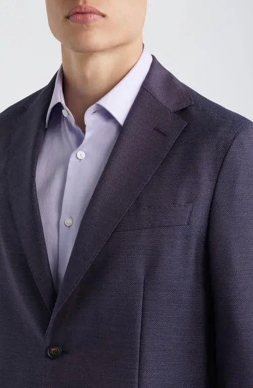 BOSS Hanry Slim Fit Textured Virgin Wool Sport Coat - Purple/blue