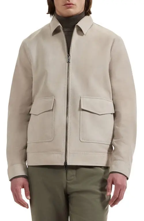 Bugatchi Suede Bomber Jacket - Sand
