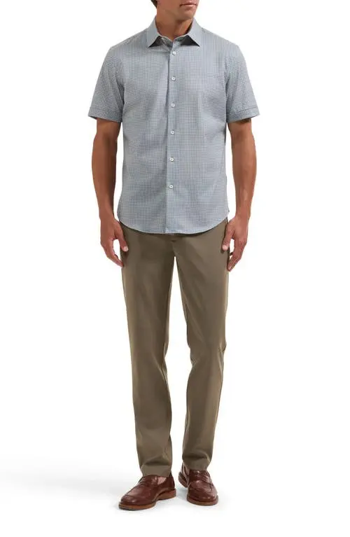 Bugatchi Miles Ooohcotton® Geo Print Short Sleeve Button-up Shirt - Avocado