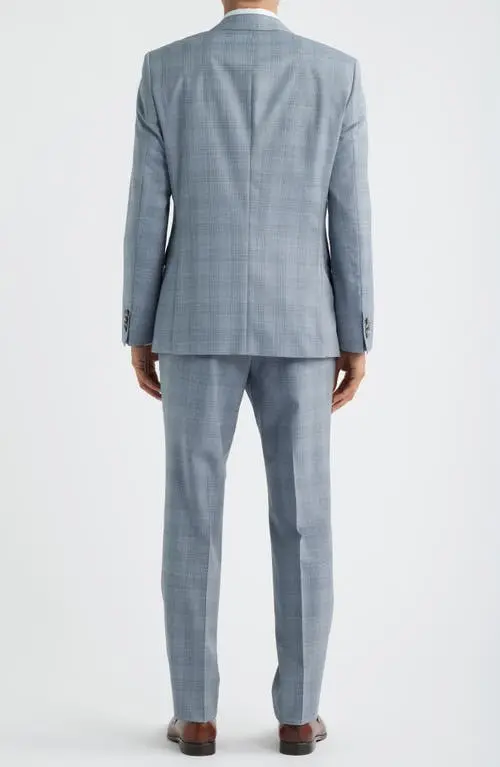 BOSS Huge Slim Fit Grey Plaid Virgin Wool Suit