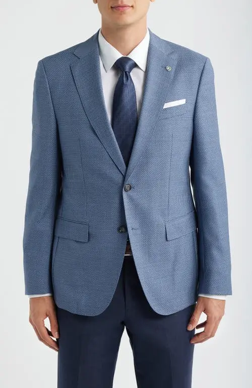BOSS Hutson Slim Fit Medium Textured Virgin Wool Sport Coat - Blue