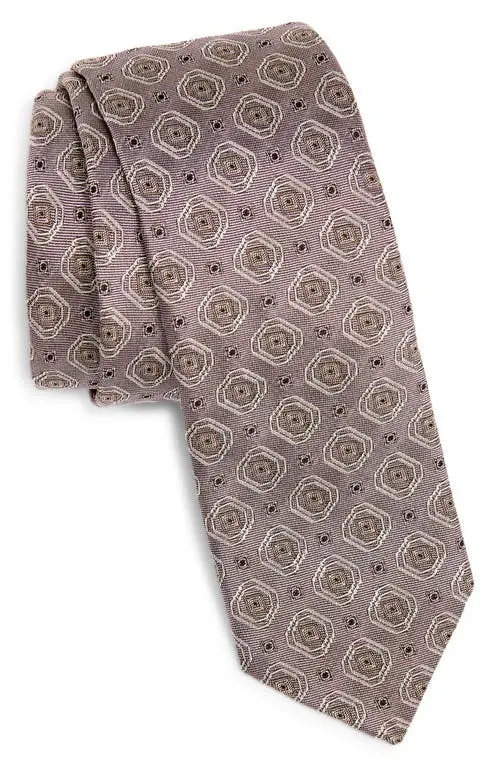 BOSS Medallion Silk Neck Tie - Med Pink