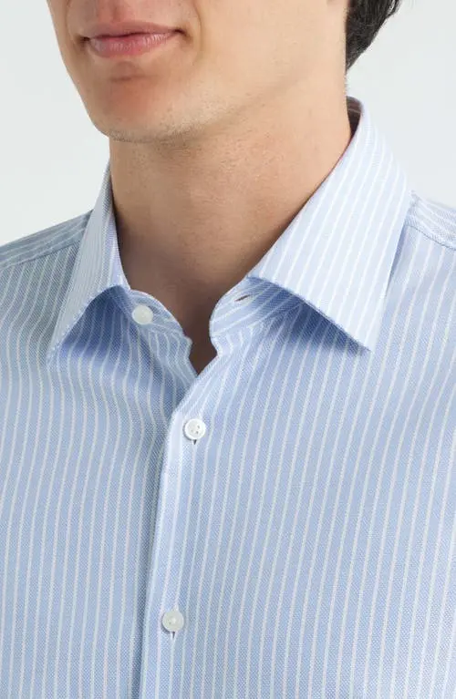 BOSS Hank Slim Fit Stripe Stretch Cotton Dress Shirt - Blue