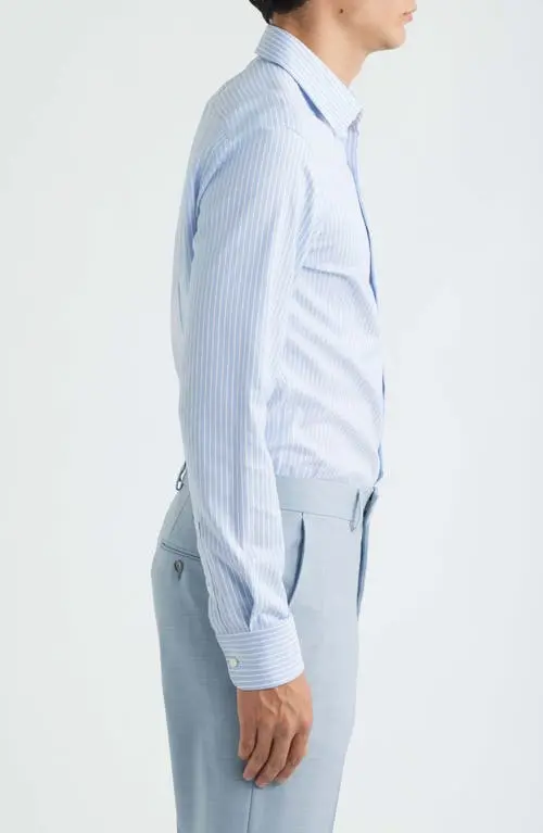 BOSS Hank Slim Fit Stripe Stretch Cotton Dress Shirt - Blue