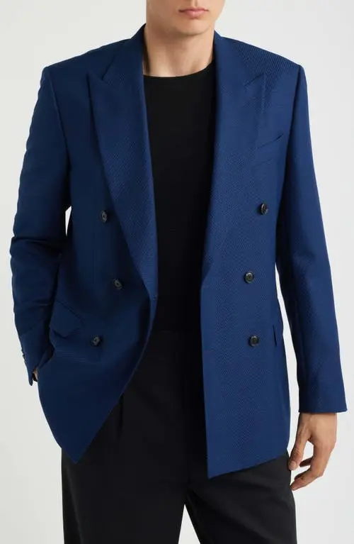 BOSS Hutson Slim Fit Navy Virgin Wool Double Breasted Blazer