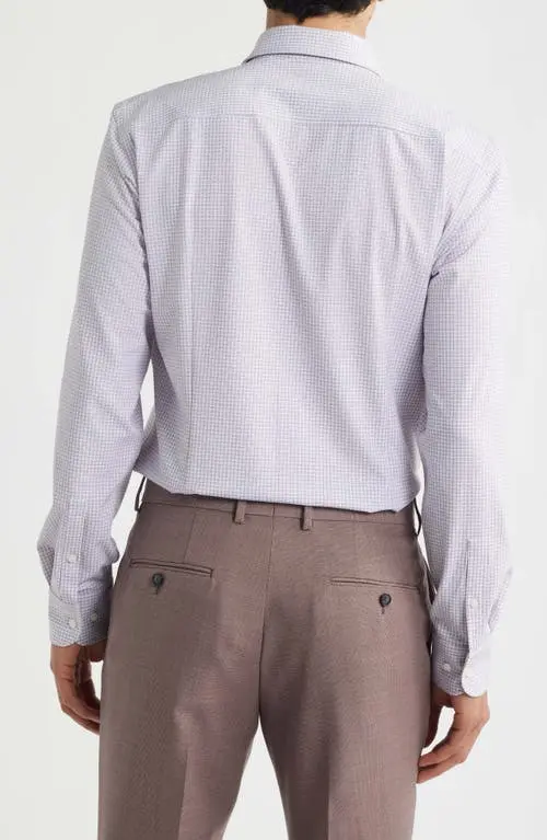 BOSS Hank Slim Fit Microcheck Stretch Dress Shirt - White/red/blue