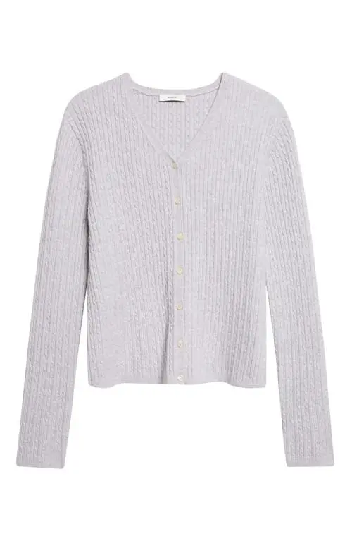 Vince Cable Stitch Merino Wool Blend V-neck Cardigan - Heather Grey