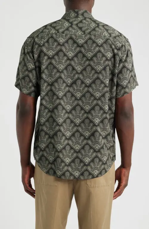 Nn07 Deon 50055 Abstract Print Short Sleeve Button-up Shirt