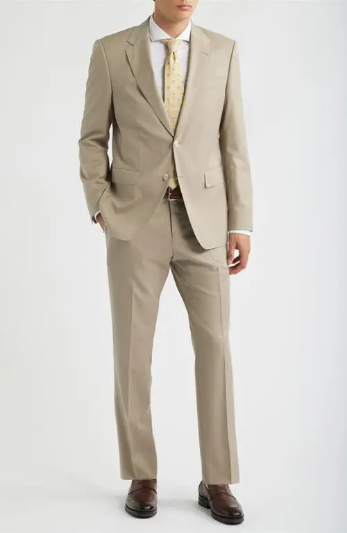 BOSS Huge Slim Fit Tan Virgin Wool Suit