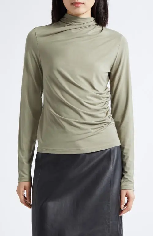 Vince Side Drape Funnel Neck Top - Artichoke
