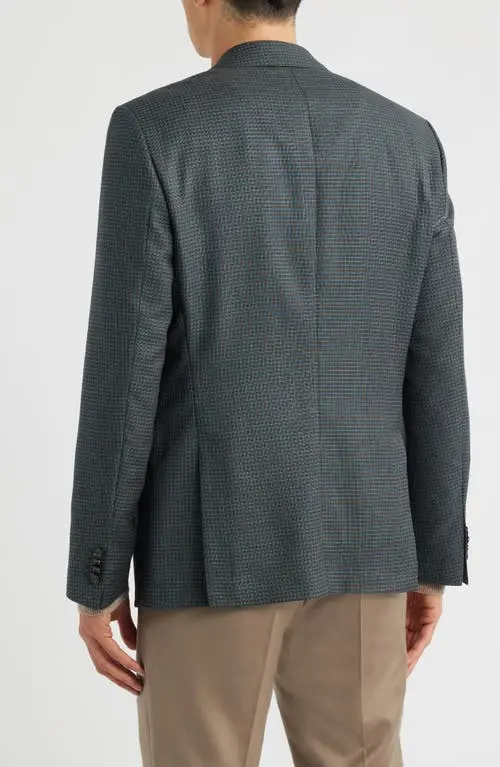 BOSS Hutson Slim Fit Dark Green Microcheck Virgin Wool Suit