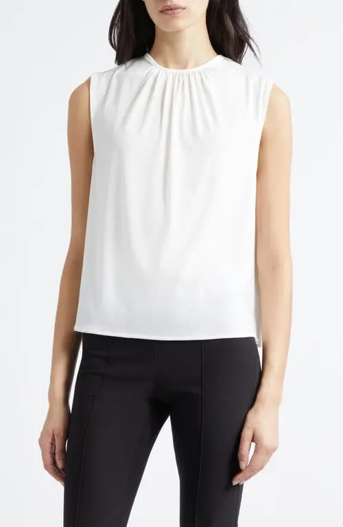 Vince Gathered Jewel Neck Top - Off White